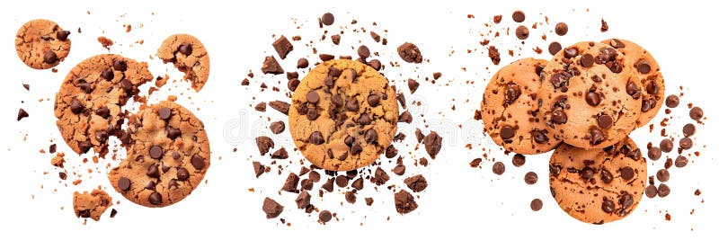 Scattered Crumbs Chocolate Chip Cookies Isolated Transparent Background ...