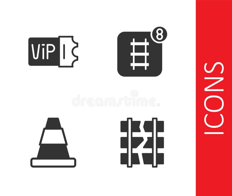 Set Broken or Cracked Railway, Train Ticket, Traffic Cone and Online ...