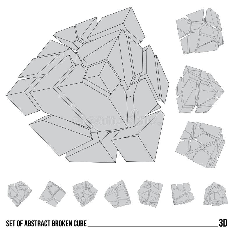 Set of broken cubes. stock vector. Illustration of break - 53461272