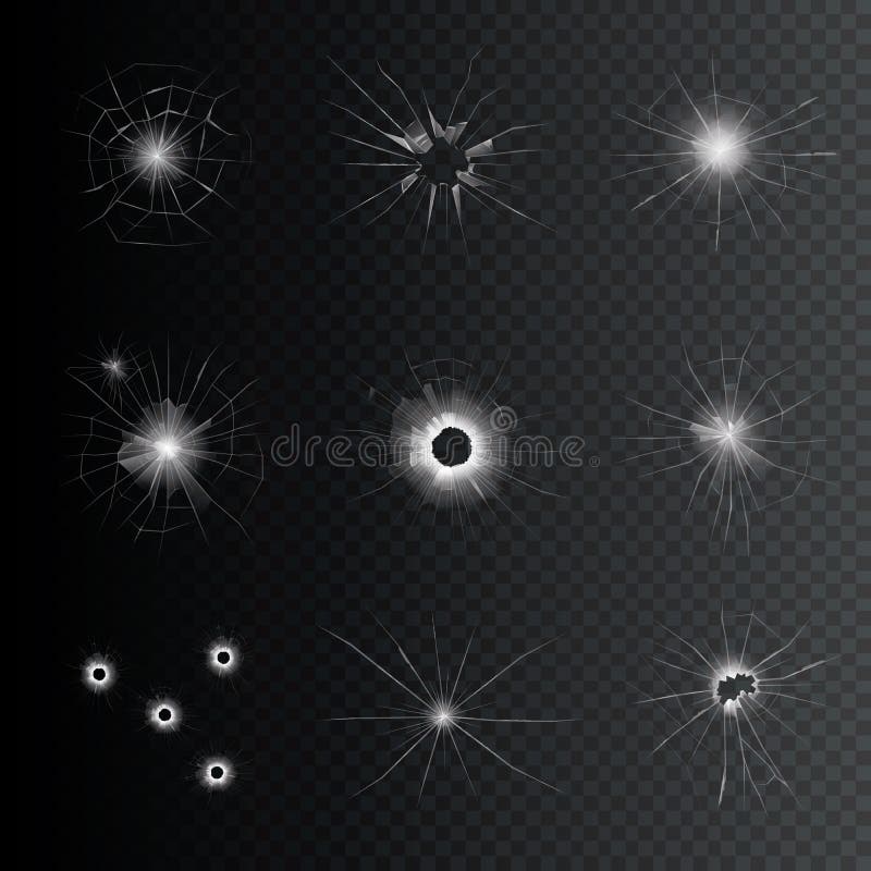 Set of Broken Glass with Different Types of Damage Stock Vector ...