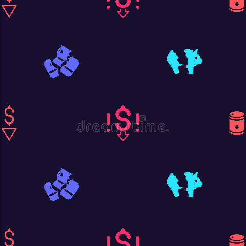 Set Broken Piggy Bank, Credit Card, Dollar Rate Decrease and Drop in ...