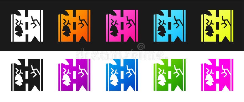 Set Broken Road Icon Isolated on Black and White Background. Vector ...