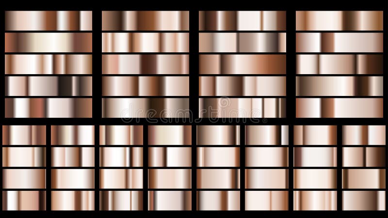 Set of Bronze Metal Gradients Stock Vector - Illustration of design ...