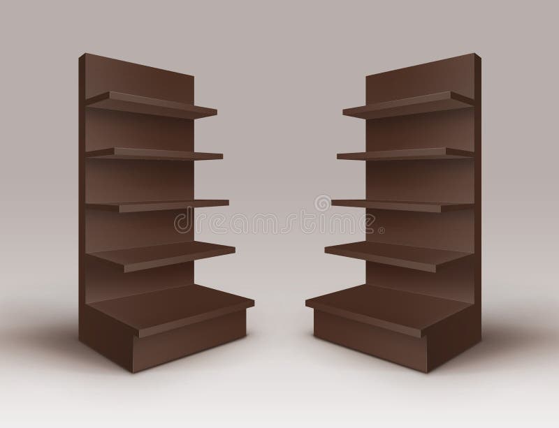 Brown Exhibition Stand Shop Rack with Shelves Stock Vector ...