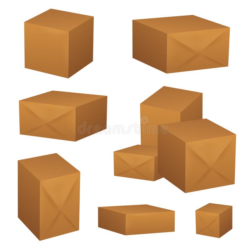 Set of Brown Cardboard Boxes. Closed Delivery Packages Stock Vector ...