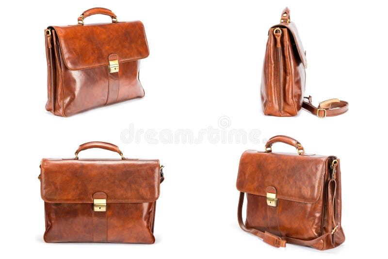 Set of Brown Elegant, Modern Leather Briefcase with Professional Style ...