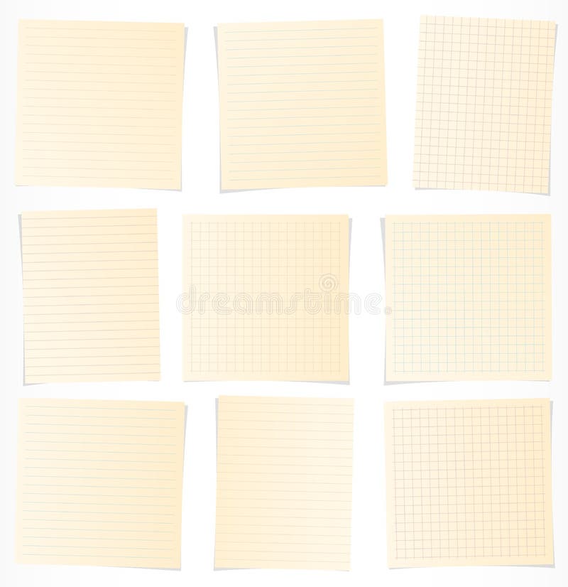 Set of Brown Note Papers with Colorful Lines and Stock Vector ...