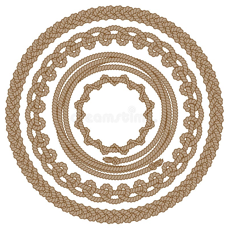 Set of brown rope frames stock vector. Illustration of round - 89645896