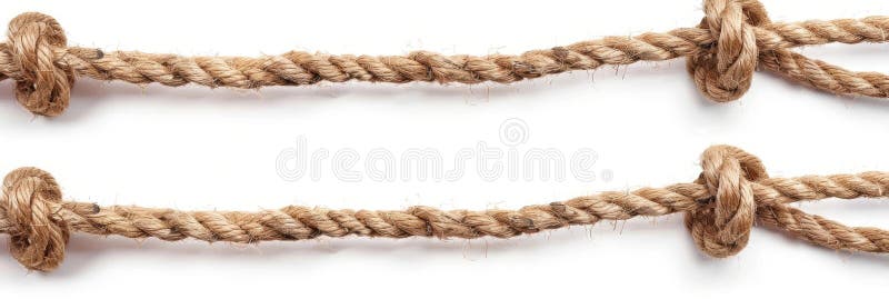Set of Brown Ropes Tied with Knots on Isolated Background Stock Photo ...