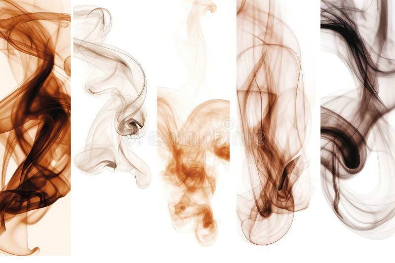 Set Brown Smoke on White Background. Generative AI Stock Illustration ...