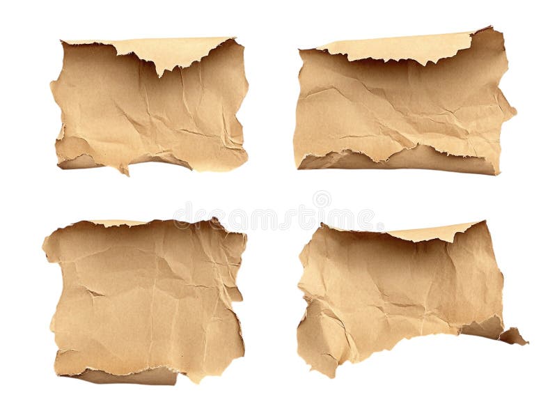 Set of Brown Torn Paper Pieces Icon Isolated on a Transparent ...
