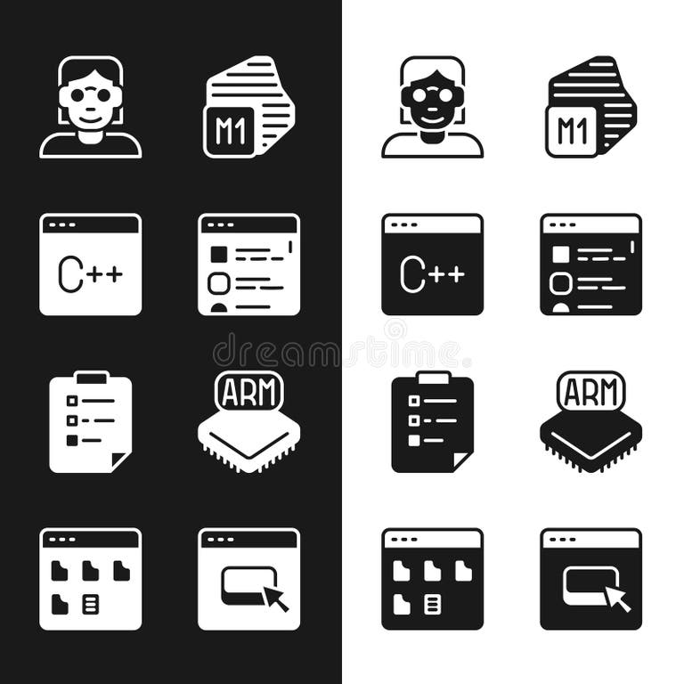 Set Browser Files Software Hacker Or Coder Processor Clipboard With Checklist And Icon