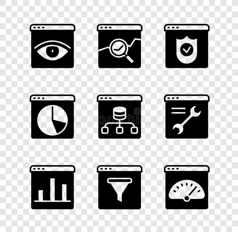 Set Browser Incognito Window, Website with Stocks Market, Shield, Graph Chart Infographic ...