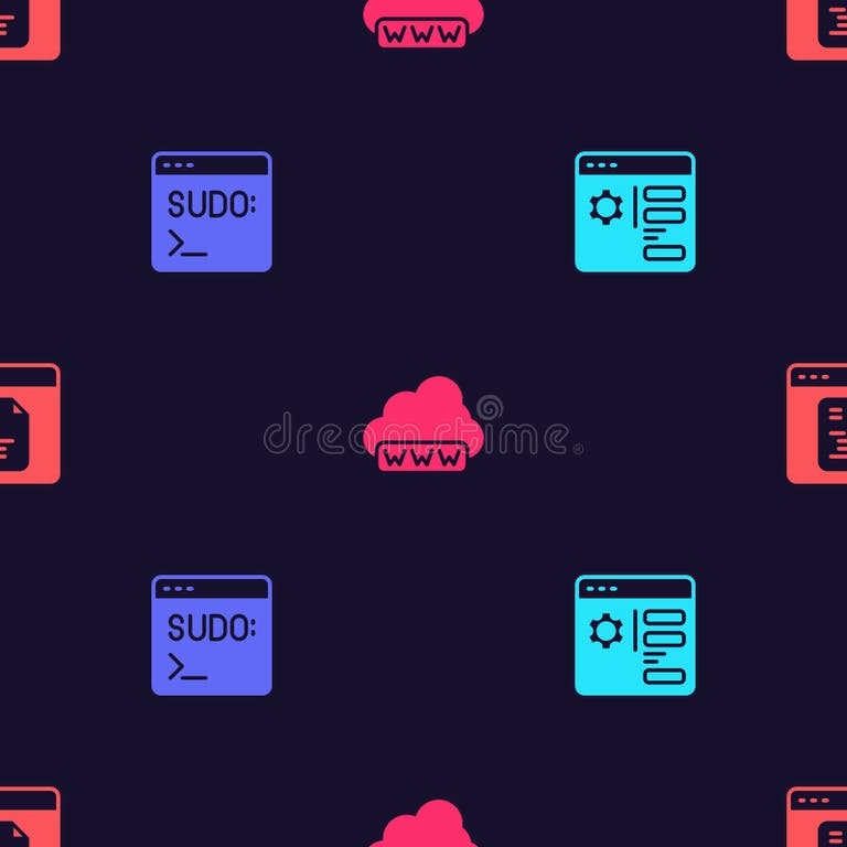 Set Browser Setting, Code Terminal, Web Development and Software on Seamless Pattern. Vector ...