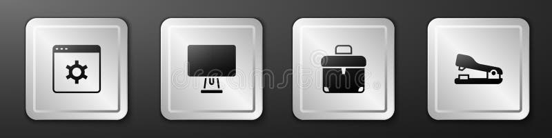 Set Browser Setting, Computer Monitor, Briefcase and Stapler Icon ... Set Browser Setting, Computer Monitor, Briefcase and Stapler Icon ...