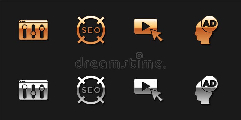 Set Browser Setting, SEO Optimization, Advertising and Icon. Vector ... Set Browser Setting, SEO Optimization, Advertising and Icon. Vector ...