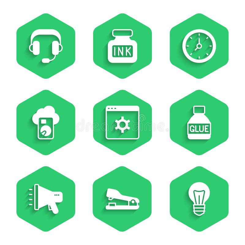Set Browser Setting, Stapler, Light Bulb, Glue, Megaphone, Cloud ... Set Browser Setting, Stapler, Light Bulb, Glue, Megaphone, Cloud ...
