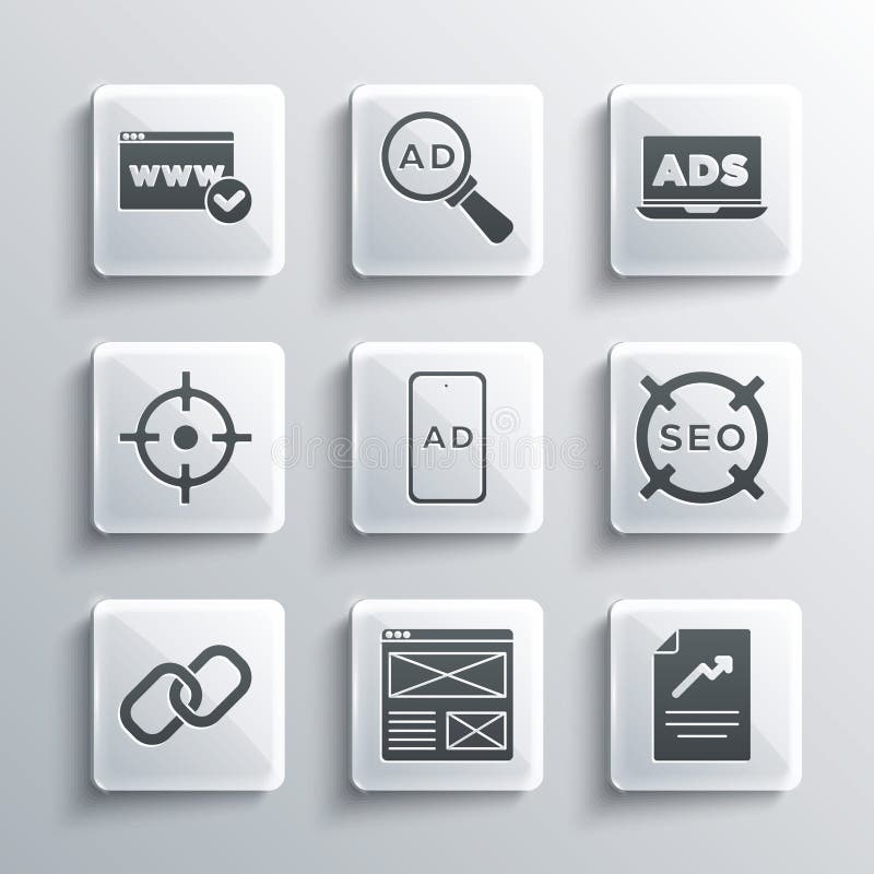 Set Browser Window, Document with Graph Chart, SEO Optimization ... Set Browser Window, Document with Graph Chart, SEO Optimization ...