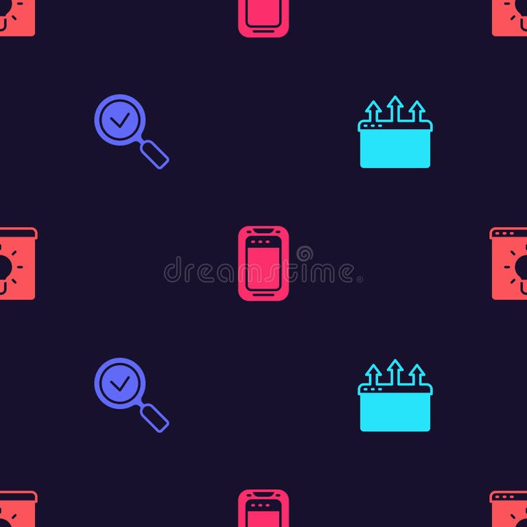 Set Browser Window, Magnifying Glass with Check Mark, Mobile Phone and ...