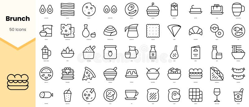 Set of Brunch Icons. Simple Line Art Style Icons Pack Stock Vector ...