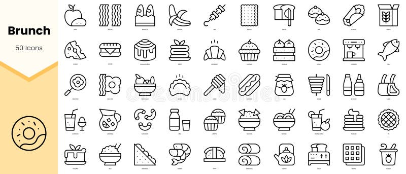 Set of Brunch Icons. Simple Line Art Style Icons Pack Stock Vector ...