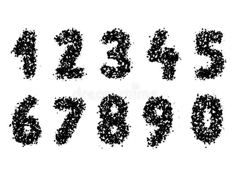 Set of Brush Drawn Numbers, Vector Graphics, Stock Vector ...