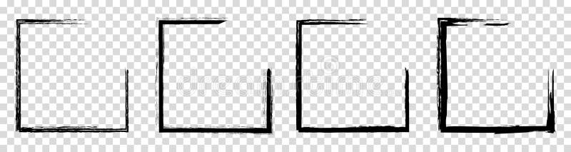 Set of Brush Painted Ink Stamp Vector Banner on Transparent Background ...