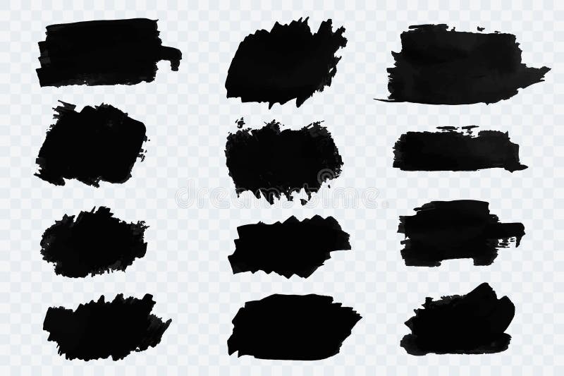 Set of Brushes. Black Brush Stroke. Text Frames and Grunge Patches ...