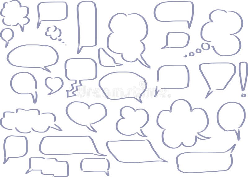 Set of Bubbles Speech, Hand-draw Stock Illustration - Illustration of ...