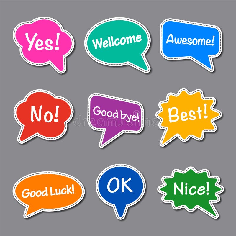 Colorful chat stickers stock vector. Illustration of hand - 156797706