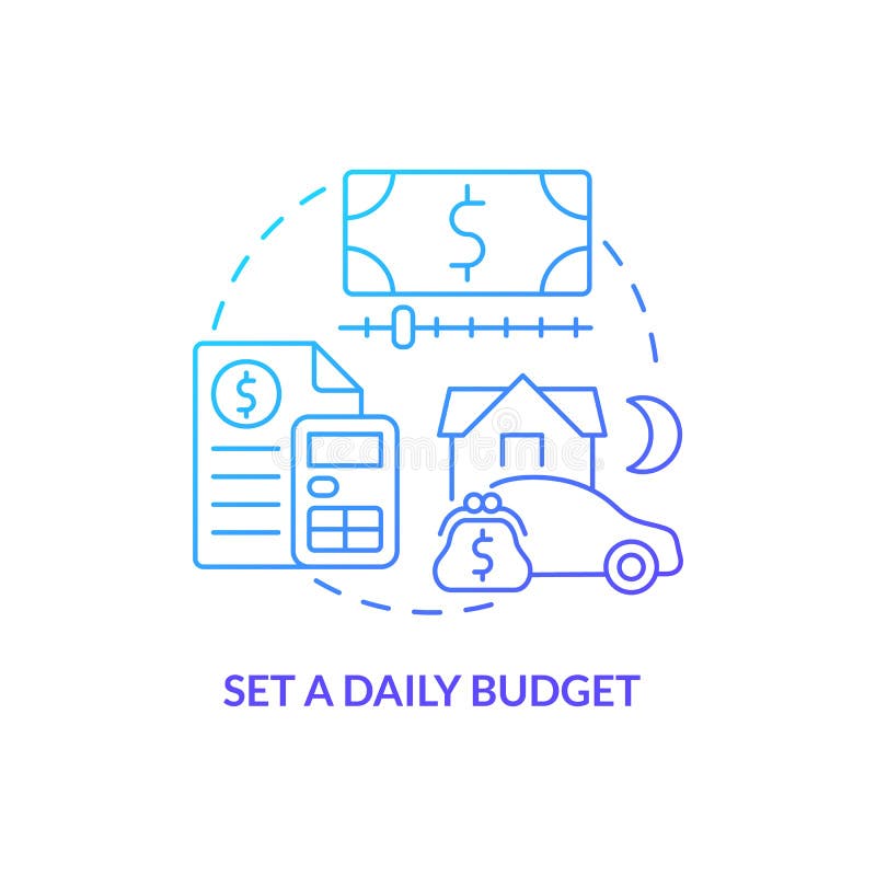 Set daily Budget Blue Gradient Concept Icon Stock Vector - Illustration ...