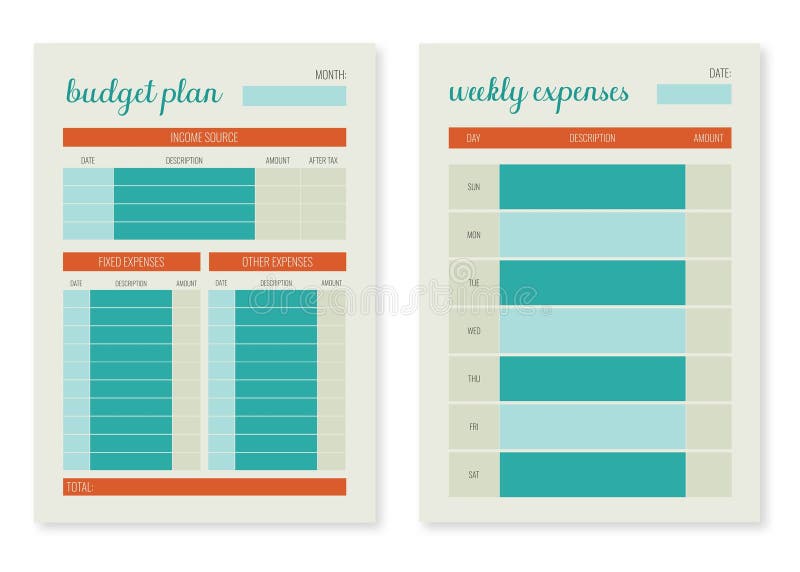 Set of Budget Planner. Vector Illustration Stock Vector - Illustration ...