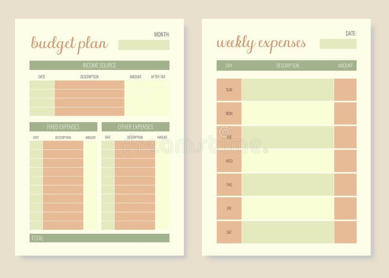 Set of Budget Planner. Vector Illustration Stock Vector - Illustration ...