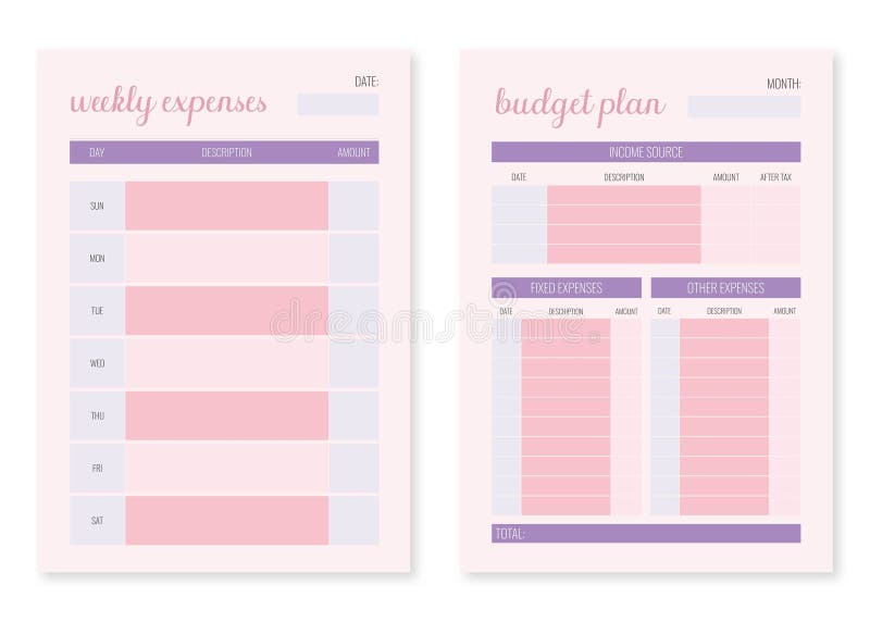 Set of Budget Planner. Vector Illustration Stock Vector - Illustration ...