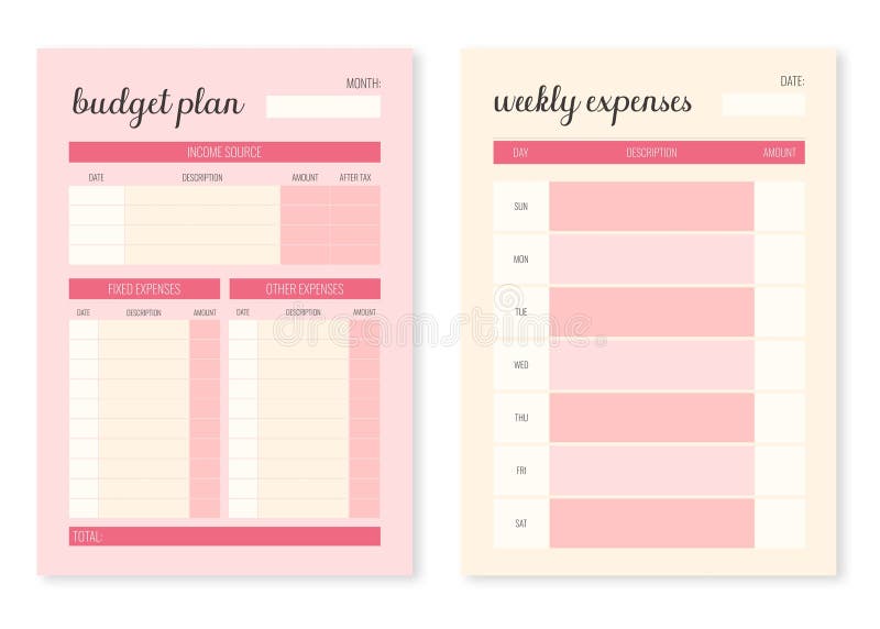 Set of Budget Planner. Vector Illustration Stock Vector - Illustration ...