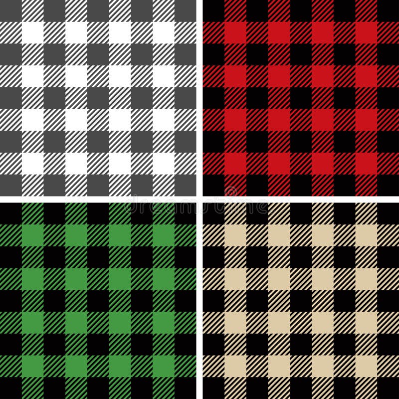Set of Buffalo Plaid Seamless Patterns Stock Vector - Illustration of ...