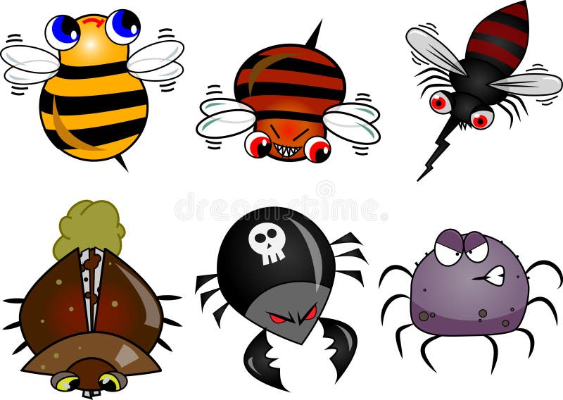 Ugly Cartoon Bugs Insects stock illustration. Illustration of critters ...