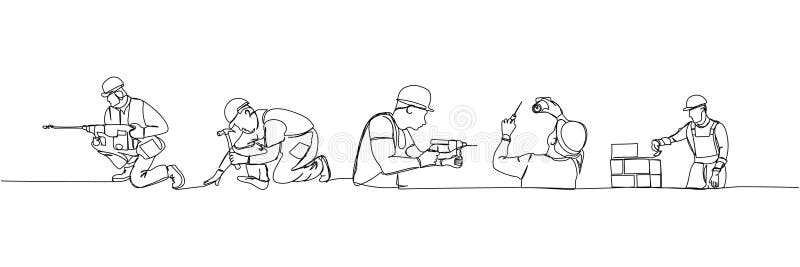 Set of Builder with Screwdriver in a Work Uniform, Electrician ...