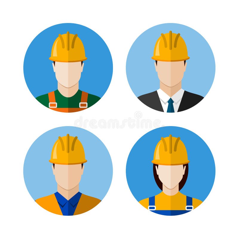 Set of builders avatars stock vector. Illustration of avatar - 64667903