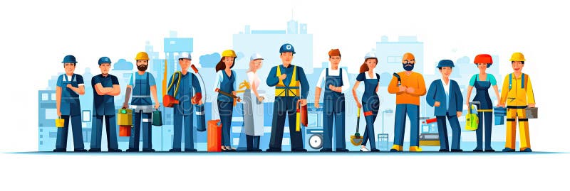 Set of Builders, Technicians, Engineers and Industrial Workers Cartoon ...