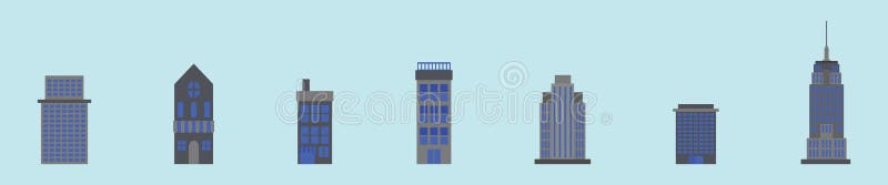 Set of Building Cartoon Icon Design Template with Various Models ...