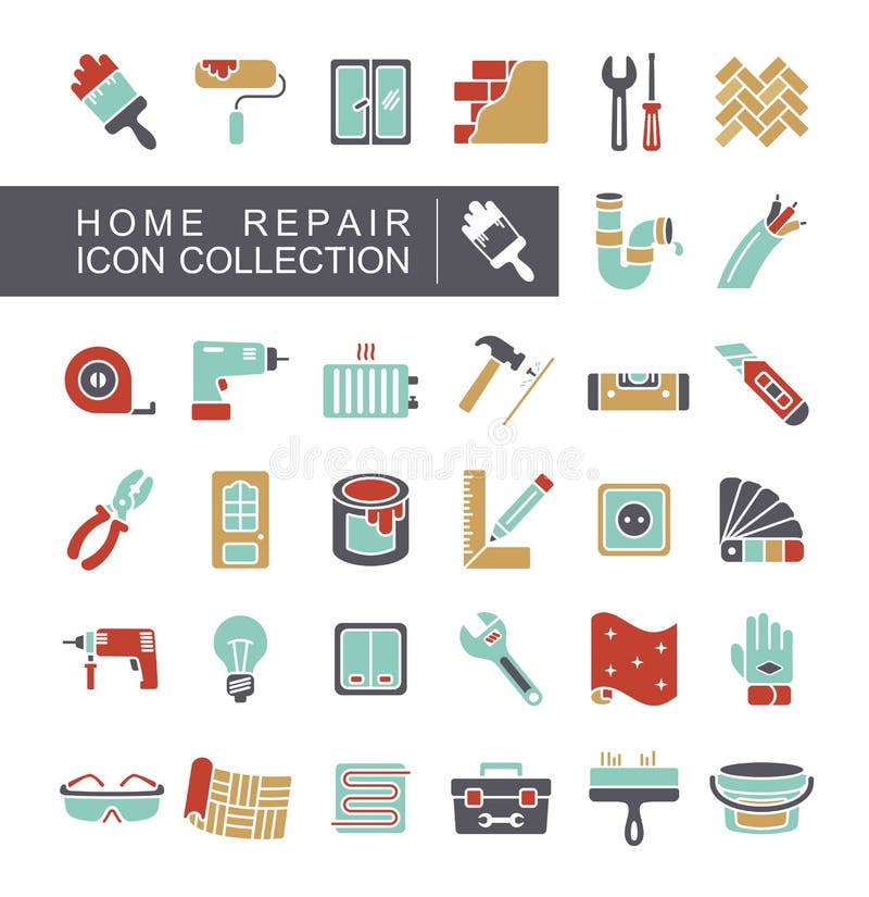Set of Building Construction and Home Repair Icons Stock Vector ...