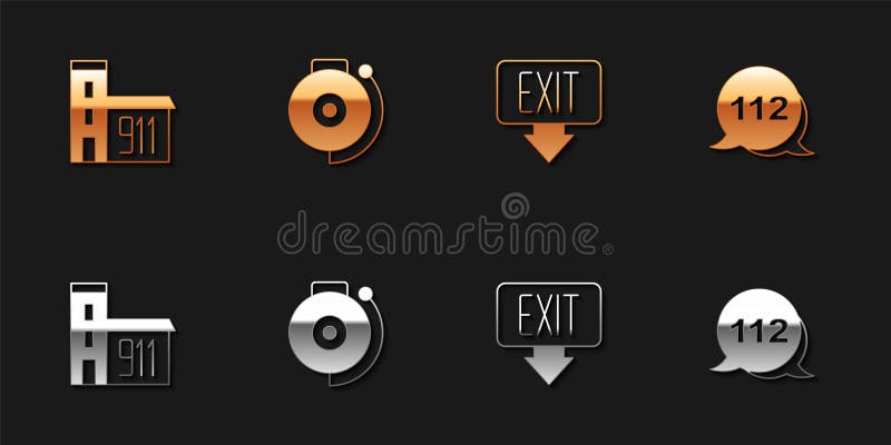 Set Building of Fire Station, Ringing Alarm Bell, Fire Exit and ...