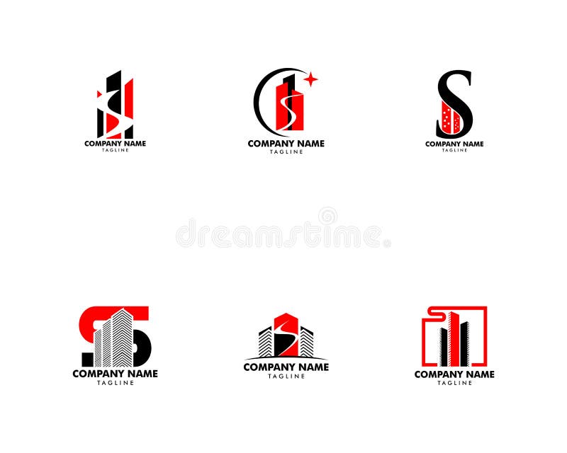Set of Building with Letter S Logo Design Stock Vector - Illustration ...
