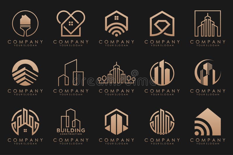 Set of Abstract Building Logo Design Vector. Real Estate and ...