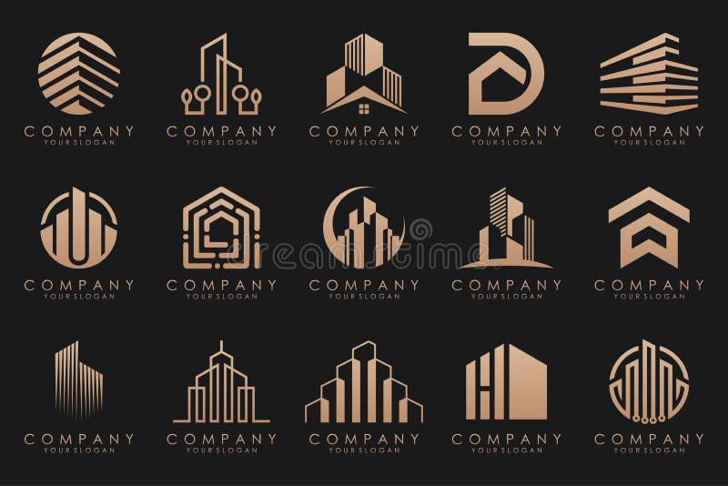 Set of Abstract Building Logo Design Vector. Real Estate and ...
