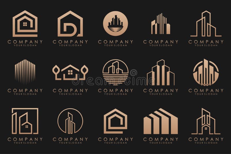 Set of Abstract Building Logo Design Vector. Real Estate and ...