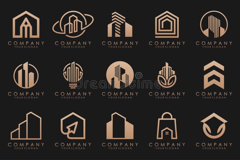Set of Abstract Building Logo Design Vector. Real Estate and ...