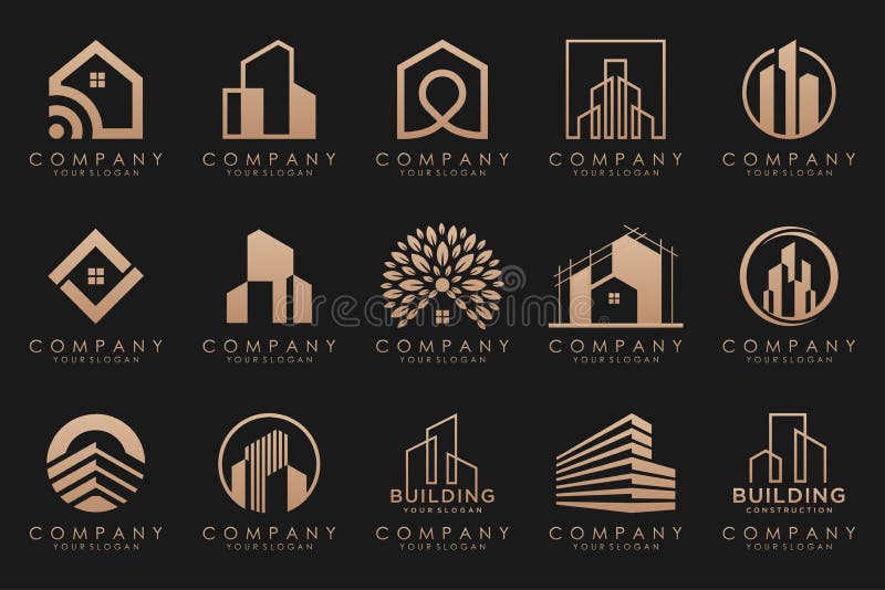 Set of Abstract Building Logo Design Vector. Real Estate and ...