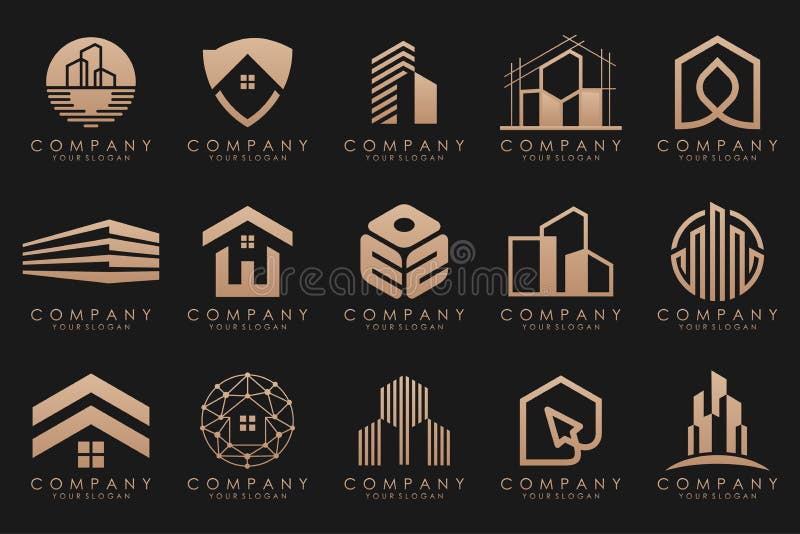 Set of Abstract Building Logo Design Vector. Real Estate and ...